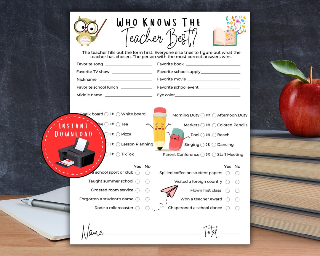 Who Knows the Teacher Best, Teacher Birthday Game, Teacher Retirement ...