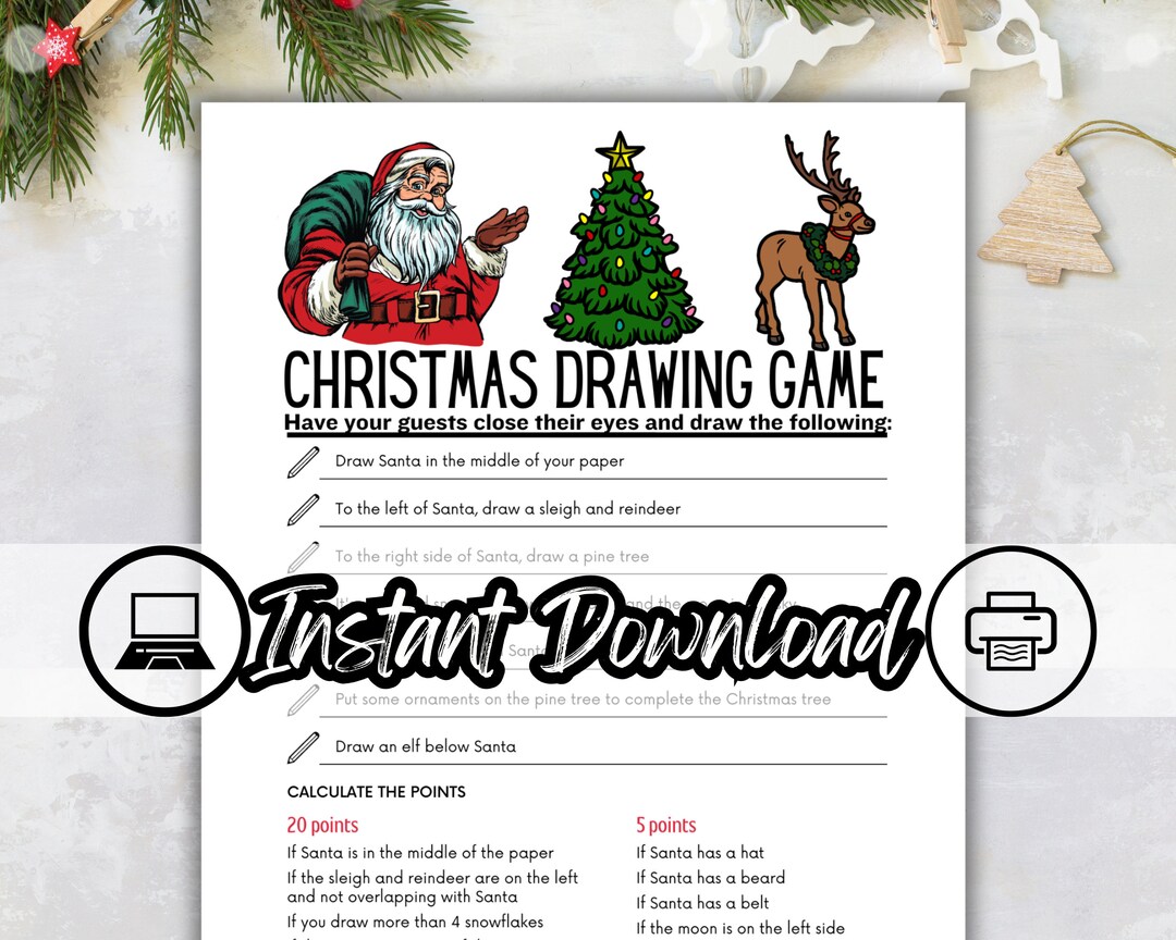 Christmas Drawing Game, Christmas Party Game, Christmas Art Activities ...
