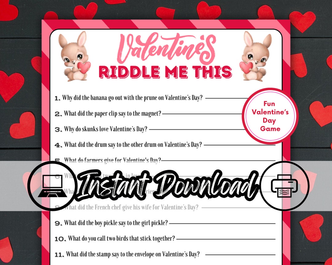 Valentine's Day Riddle Me This, Valentine Riddles, Funny Valentine Game ...