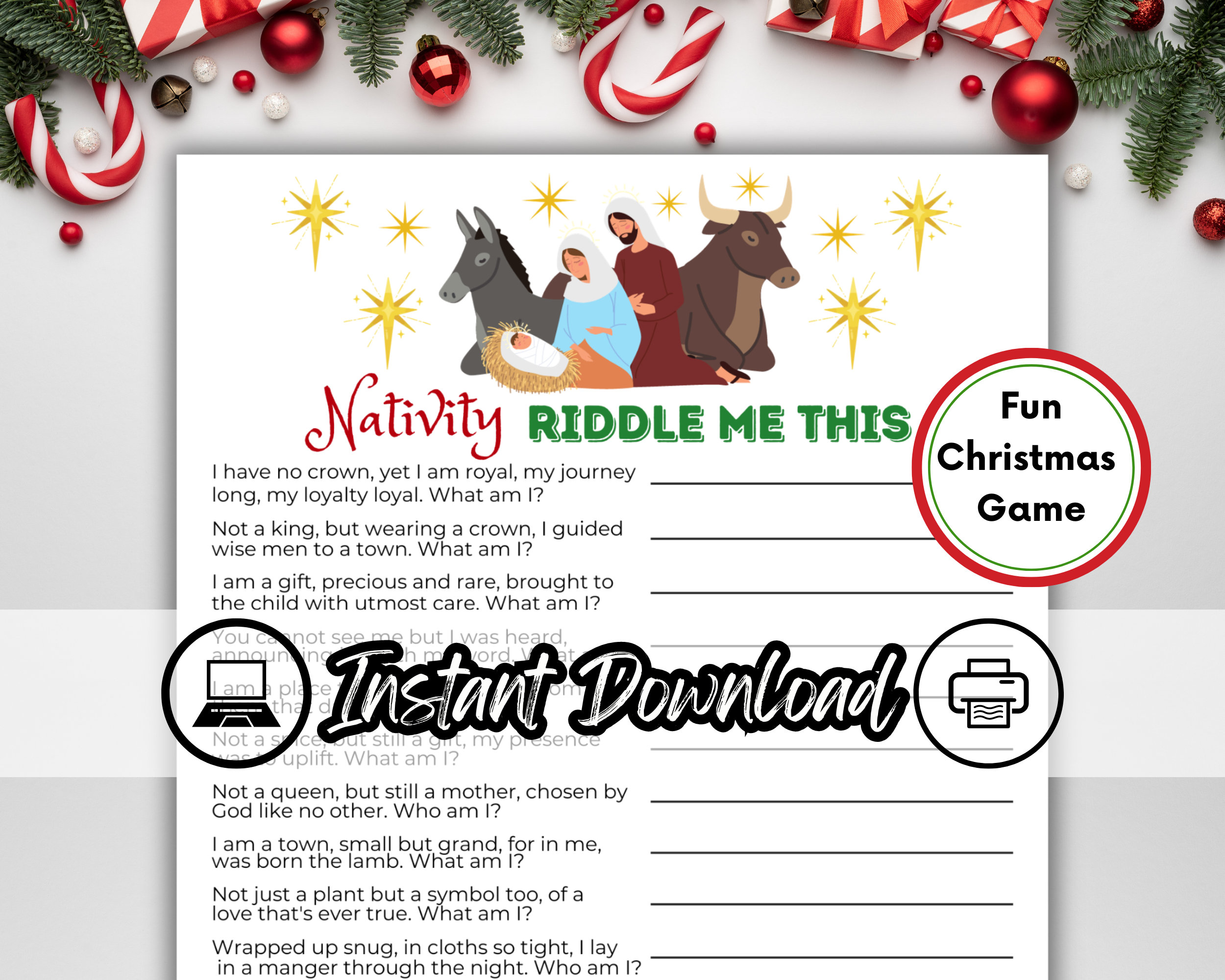 Nativity Riddle Me This, Christmas Nativity Game, Nativity Trivia ...