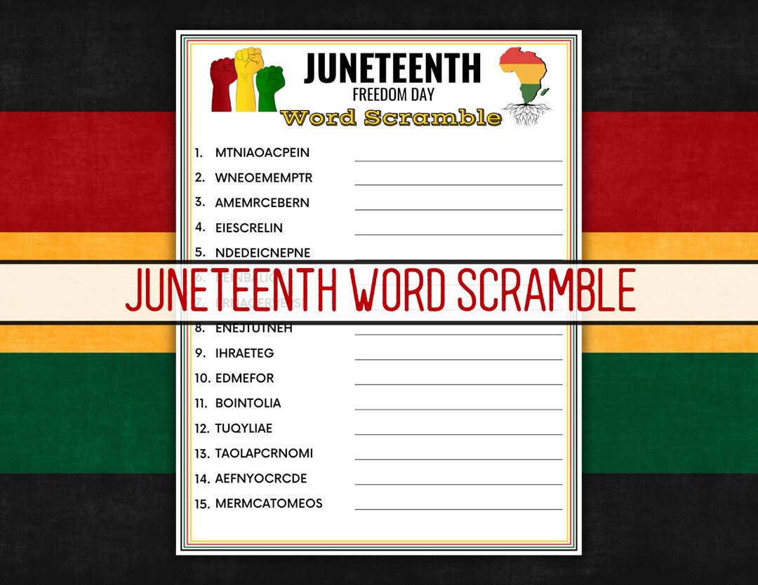 Juneteenth Word Scramble, Juneteenth Word Jumble, Juneteenth Word ...