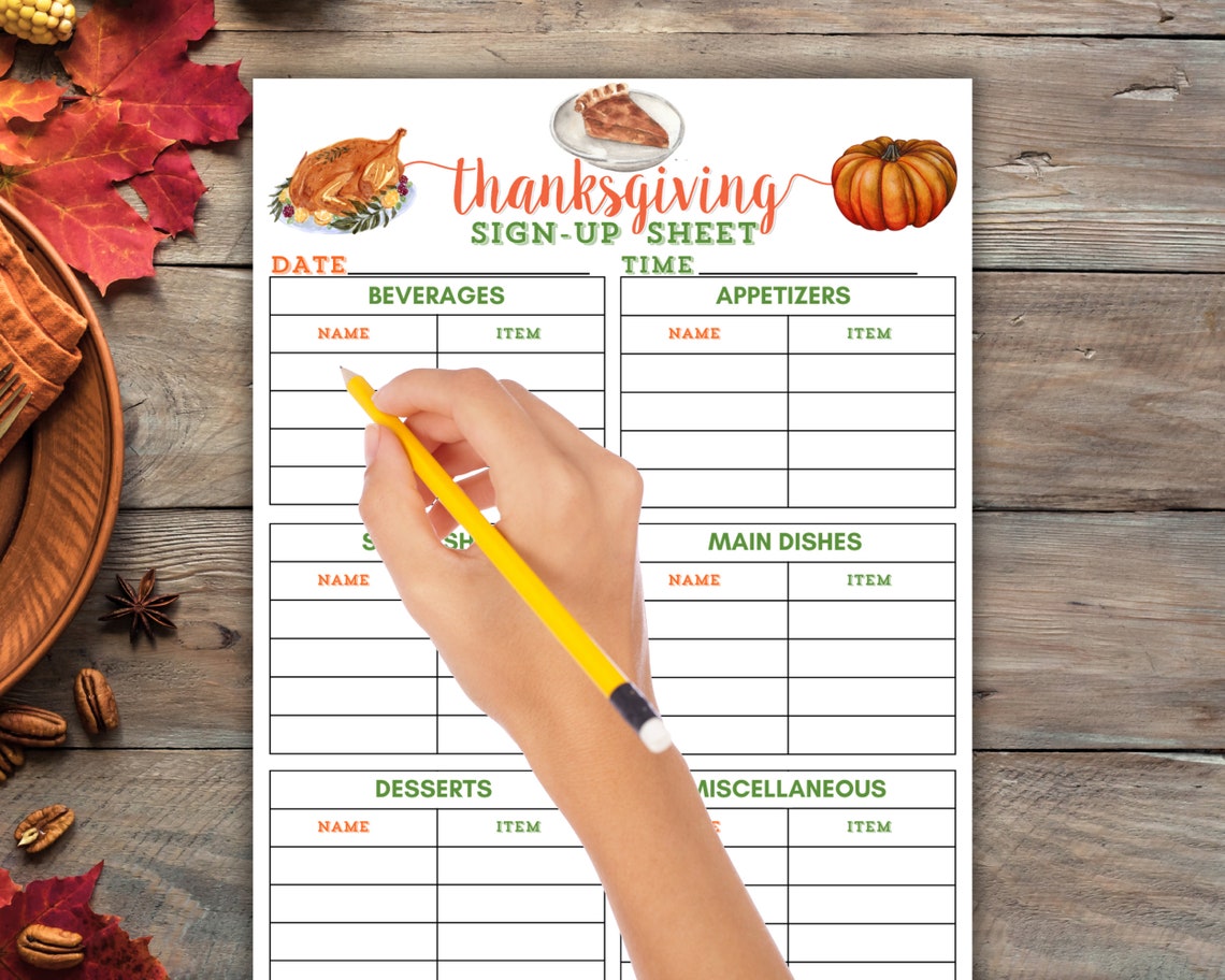 Thanksgiving Potluck Sign up Sheet, Thanksgiving Potluck, Potluck Sign ...