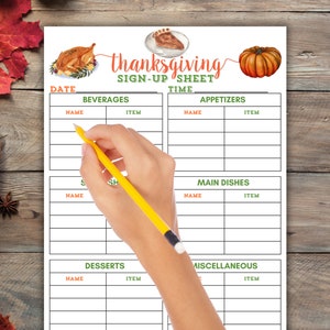 Thanksgiving Potluck Sign up Sheet, Thanksgiving Potluck, Potluck Sign ...