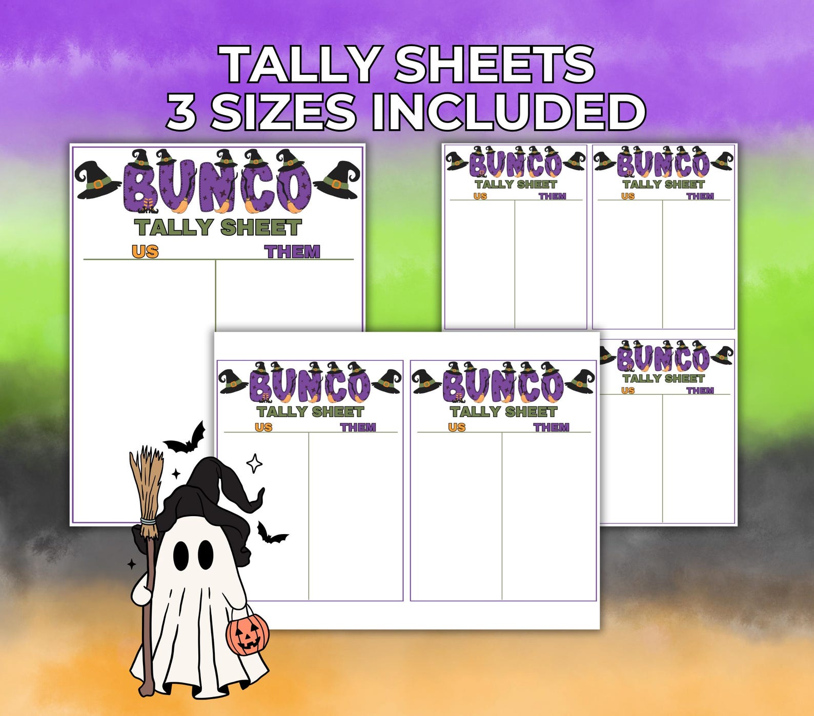 Halloween Witch Bunco Game, Spooky Dice Game, Halloween Bunco Party ...