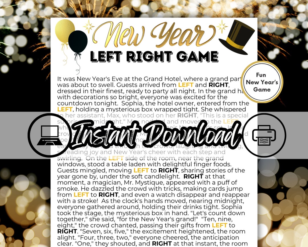 New Years Right Left Game, Left Right New Years, New Years Group Game ...