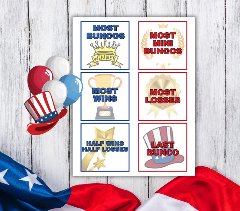 4th of July Bunco Game, 4th of July Dice Game, Fourth of July Bunco ...