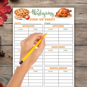 Thanksgiving Potluck Sign up Sheet, Thanksgiving Potluck, Potluck Sign ...