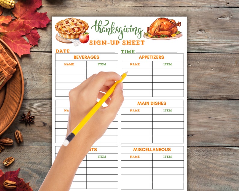 Thanksgiving Potluck Sign up Sheet, Thanksgiving Potluck, Potluck Sign ...