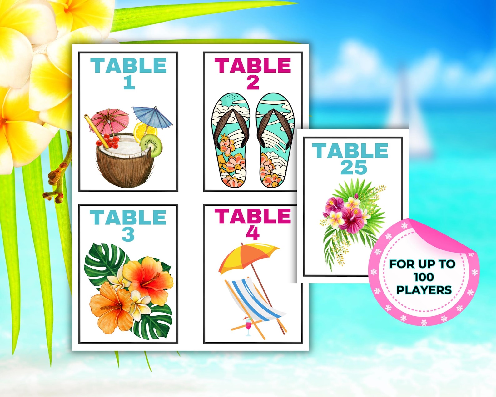 Luau Bunco Game, Hawaiian Party Game, Tropical Dice Game, Beach Theme ...