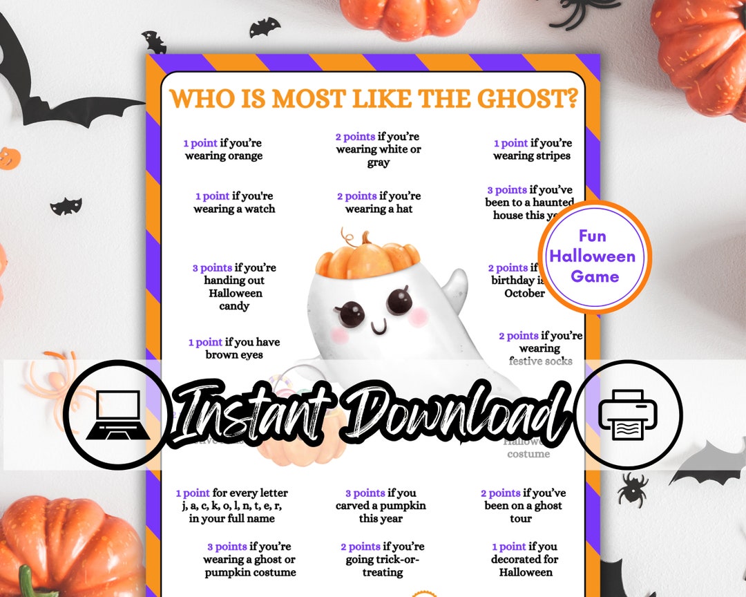Who is Most Like the Ghost, Halloween Party Game, Halloween Games ...