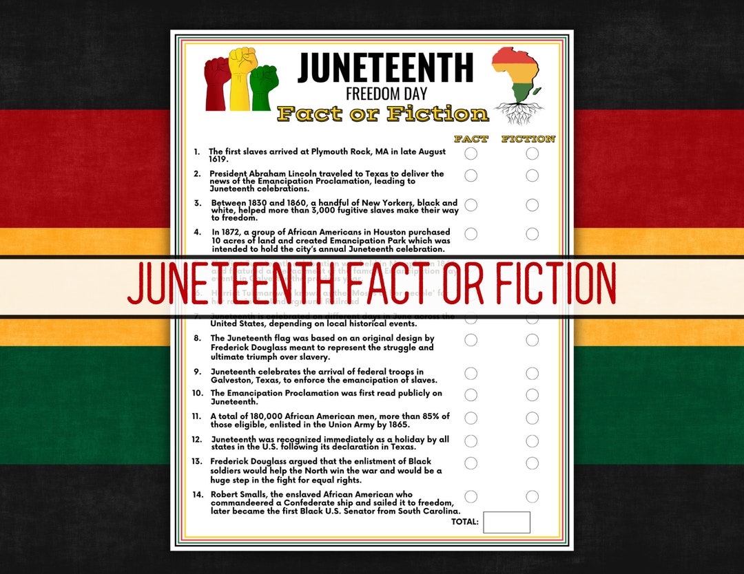 Juneteenth Fact or Fiction, Juneteenth True or False Trivia, Juneteenth ...