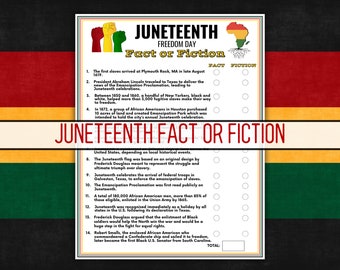 Juneteenth Fact or Fiction Game, True or False Quiz, Juneteenth Trivia ...