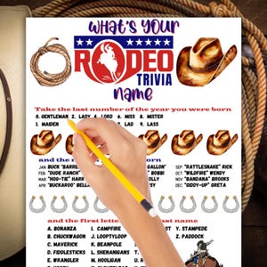 What's Your Rodeo Name? Game, Rodeo Themed Party, Rodeo Party Games ...