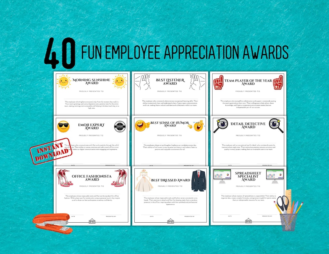 Fun Employee Appreciation Printable Awards, Fun Employee Recognition ...