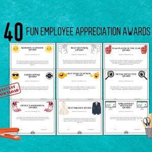Fun Employee Appreciation Printable Awards, Fun Employee Recognition ...
