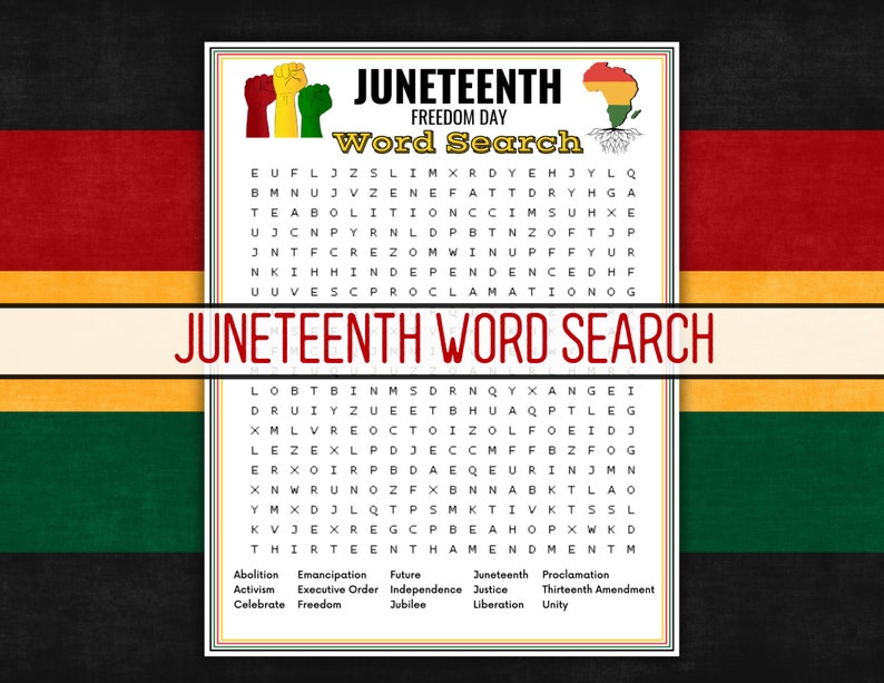 Juneteenth Word Search, Juneteenth Word Find, Juneteenth Terms Word ...
