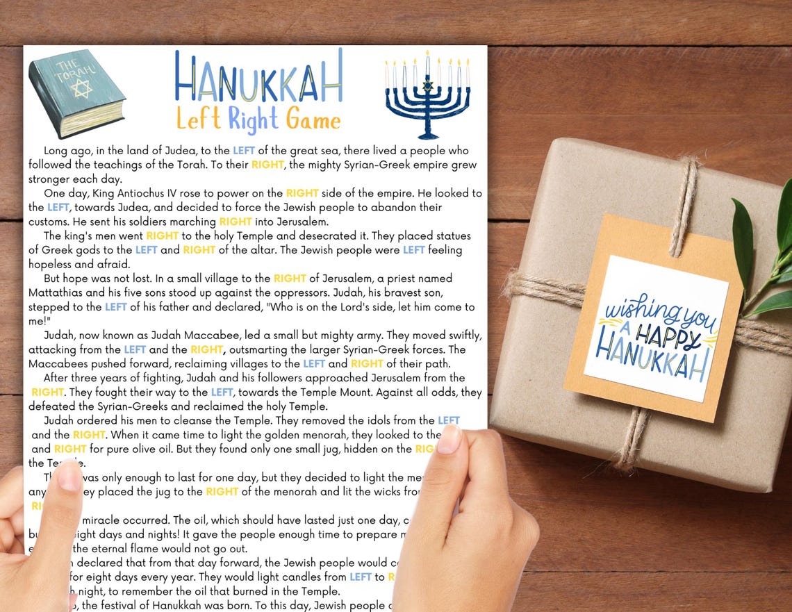 Hanukkah Left Right Game Printable, Hanukkah Pass the Present Game ...