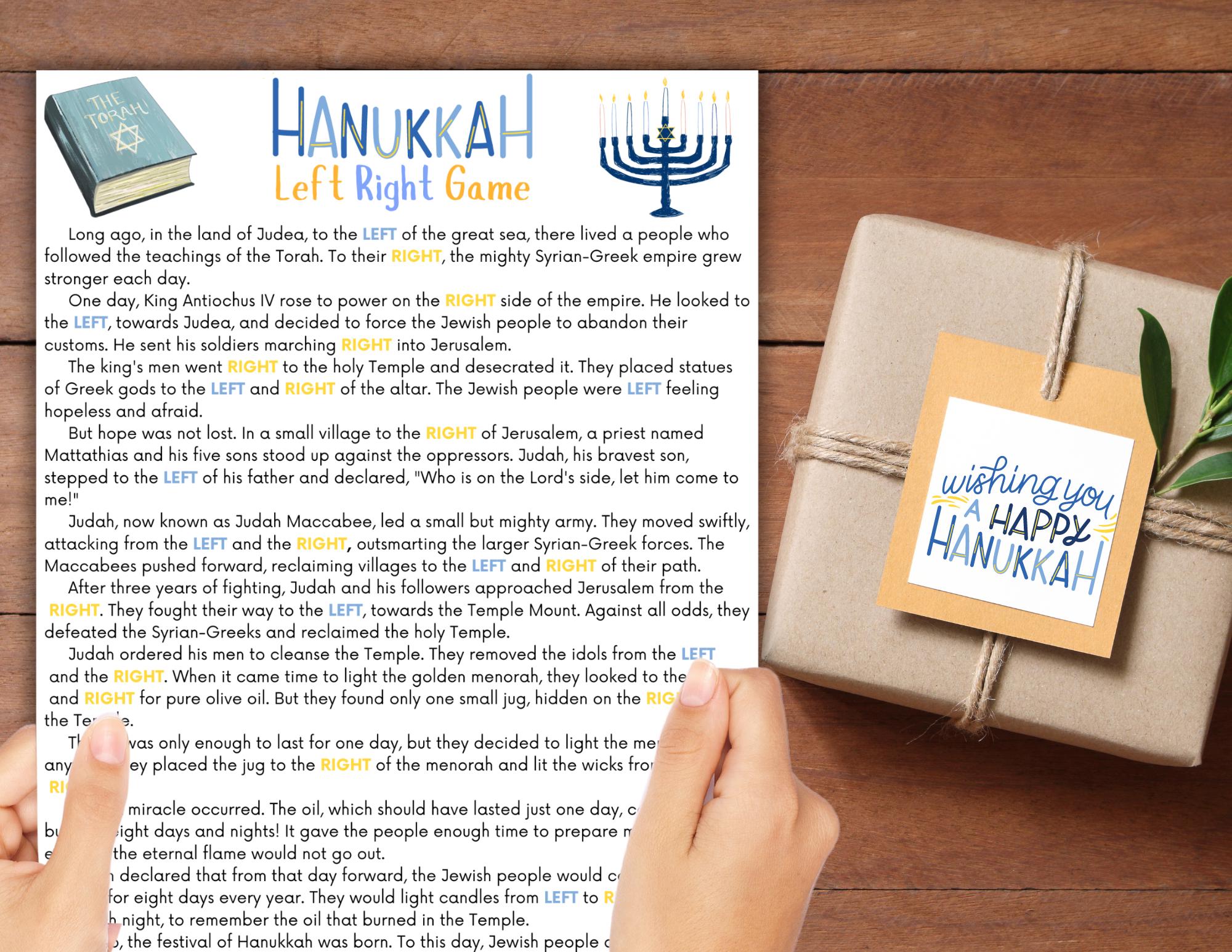 Hanukkah Left Right Game Printable, Hanukkah Pass the Present Game ...