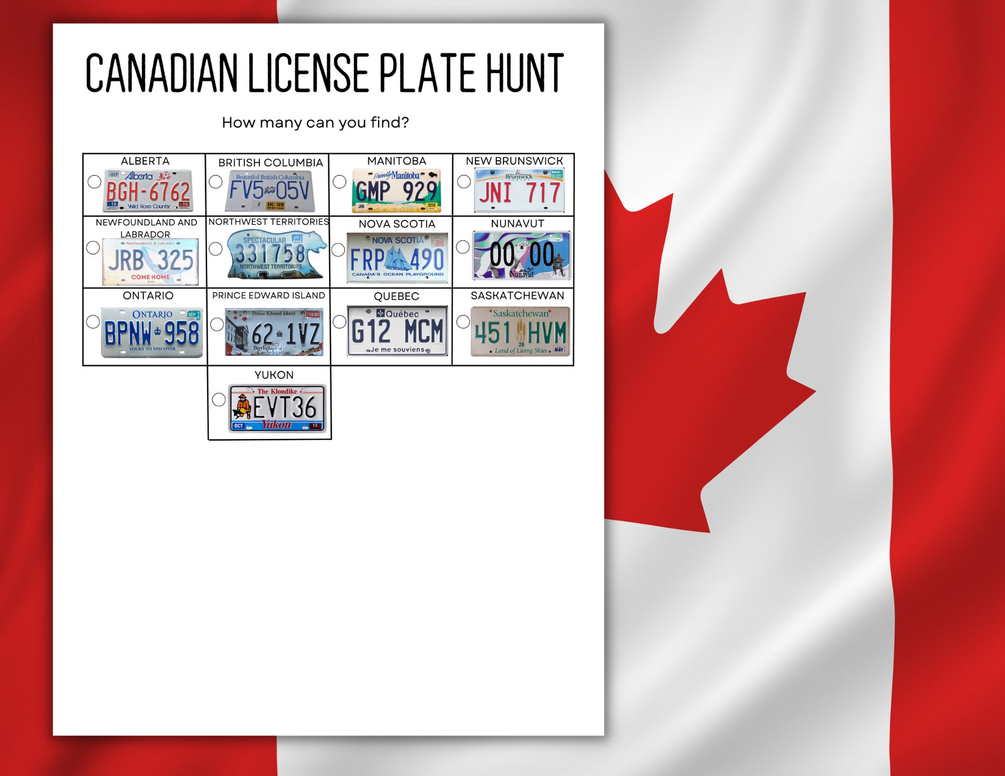 Canadian License Plate Game - Canada License Plate Game - Canadian ...