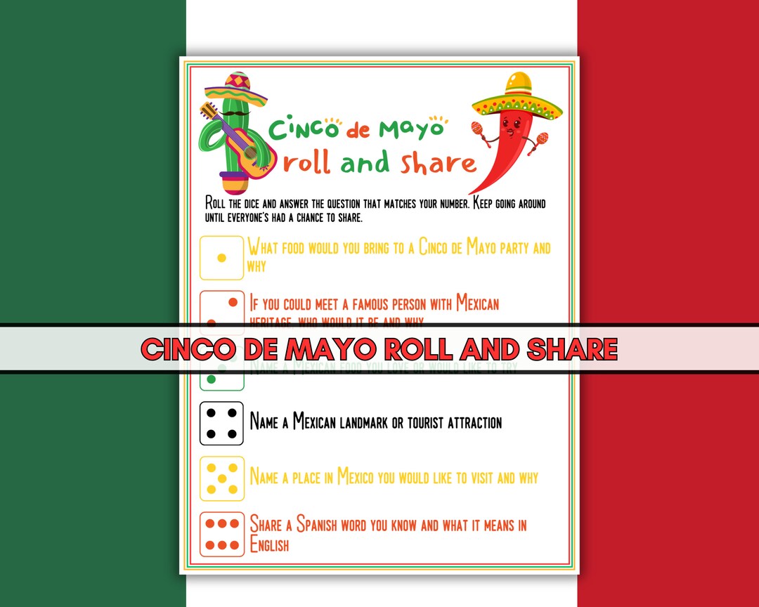 Cinco De Mayo Roll and Share, Cinco De Mayo Dice Game, Cinco De Mayo ...
