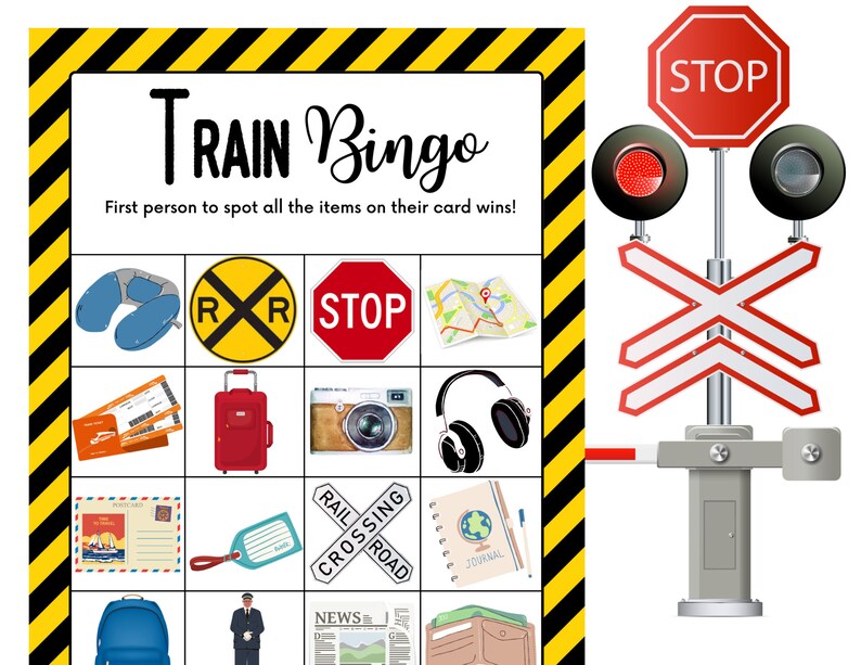 Train Bingo, Game for Train Travel, Travel Bingo, Train Game, Train ...