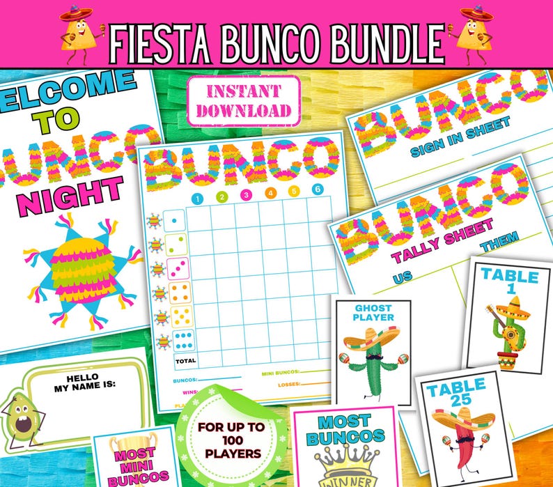 Cinco De Mayo Bunco Game, Fiesta Dice Game, Fiesta Bunco Party, Pinata ...