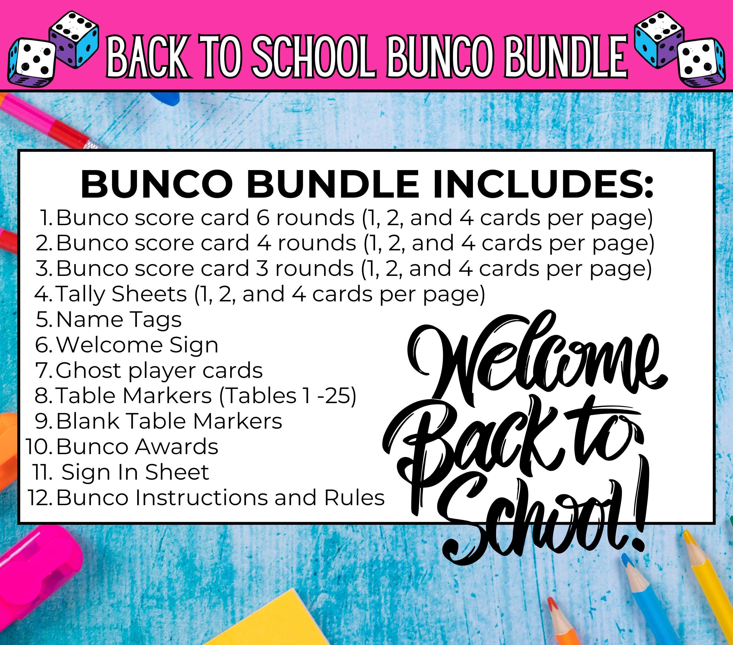 Back to School Bunco Games, Fall Dice Game, School-themed Party Games ...