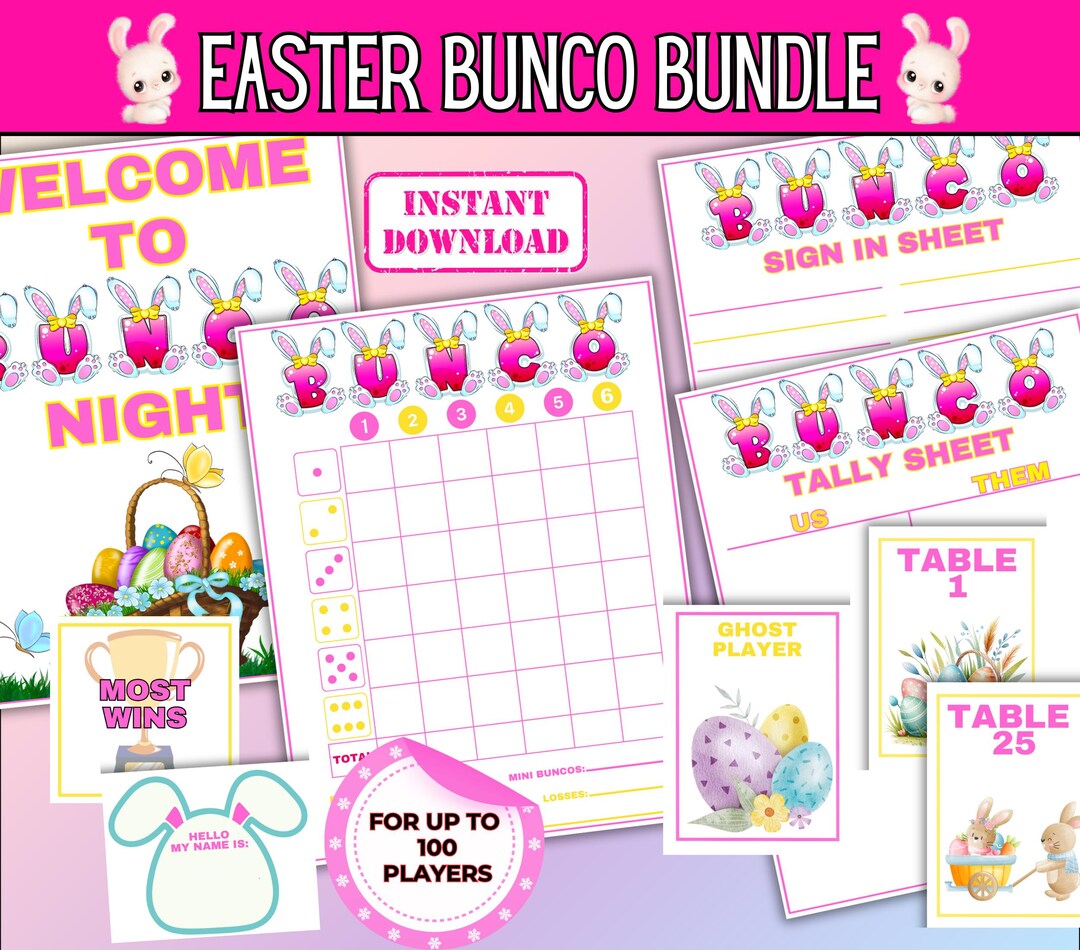Easter Bunco Game, Easter Dice Game, Easter Bunco Party, Easter Bunco ...
