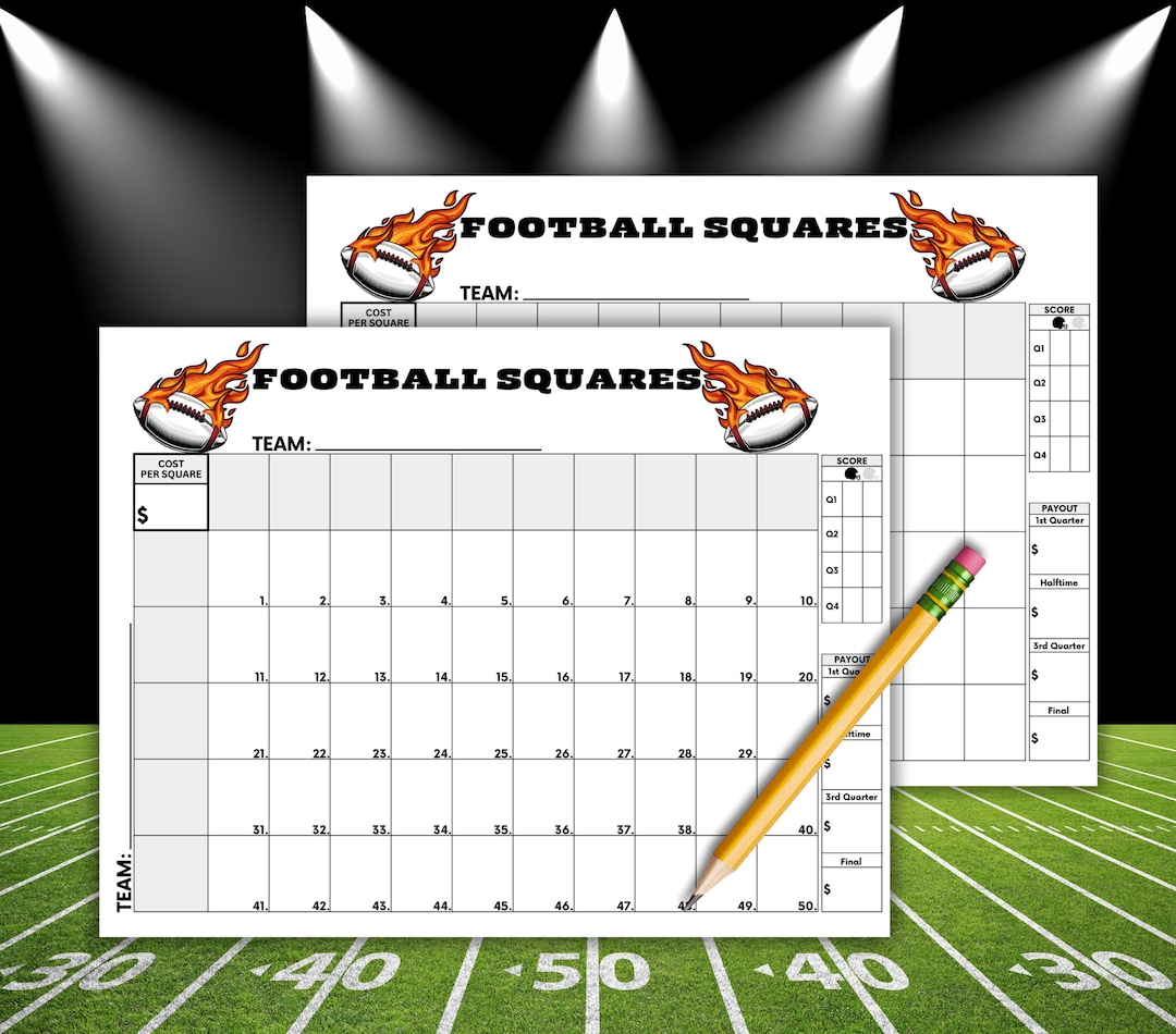 Football Squares Game, Football Betting Grid, Printable Football Grid ...