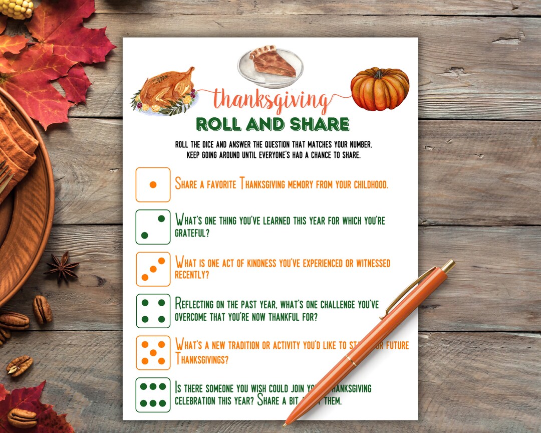 Thanksgiving Roll and Share, Thanksgiving Dice Game, Thanksgiving Game ...