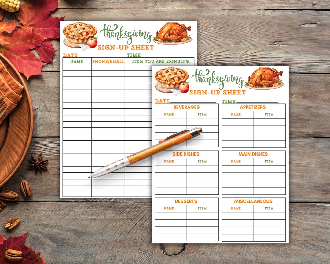 Thanksgiving Potluck Sign up Sheet, Thanksgiving Potluck, Potluck Sign ...