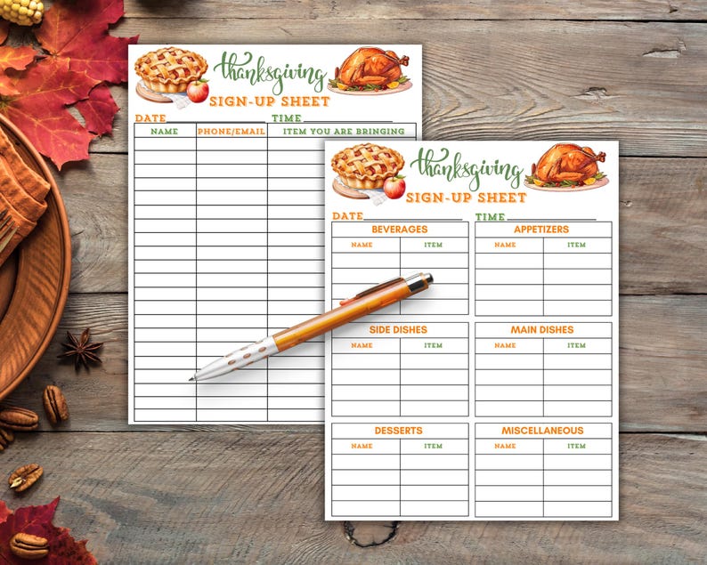 Thanksgiving Potluck Sign up Sheet, Thanksgiving Potluck, Potluck Sign ...