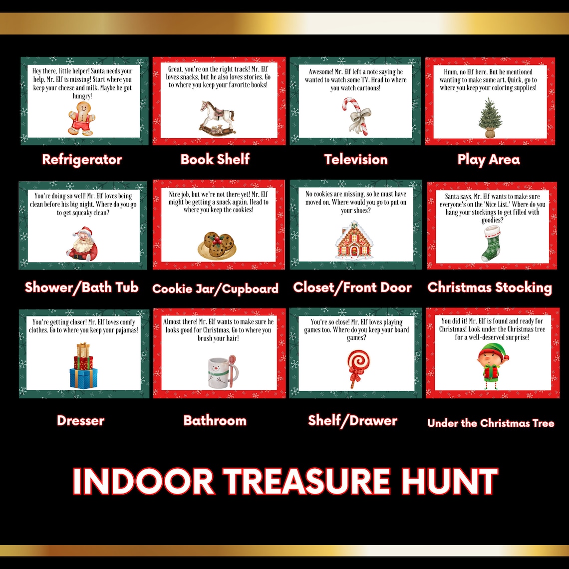 Elf Scavenger Hunt, Christmas Treasure Hunt, Elf Treasure Hunt, Elf ...