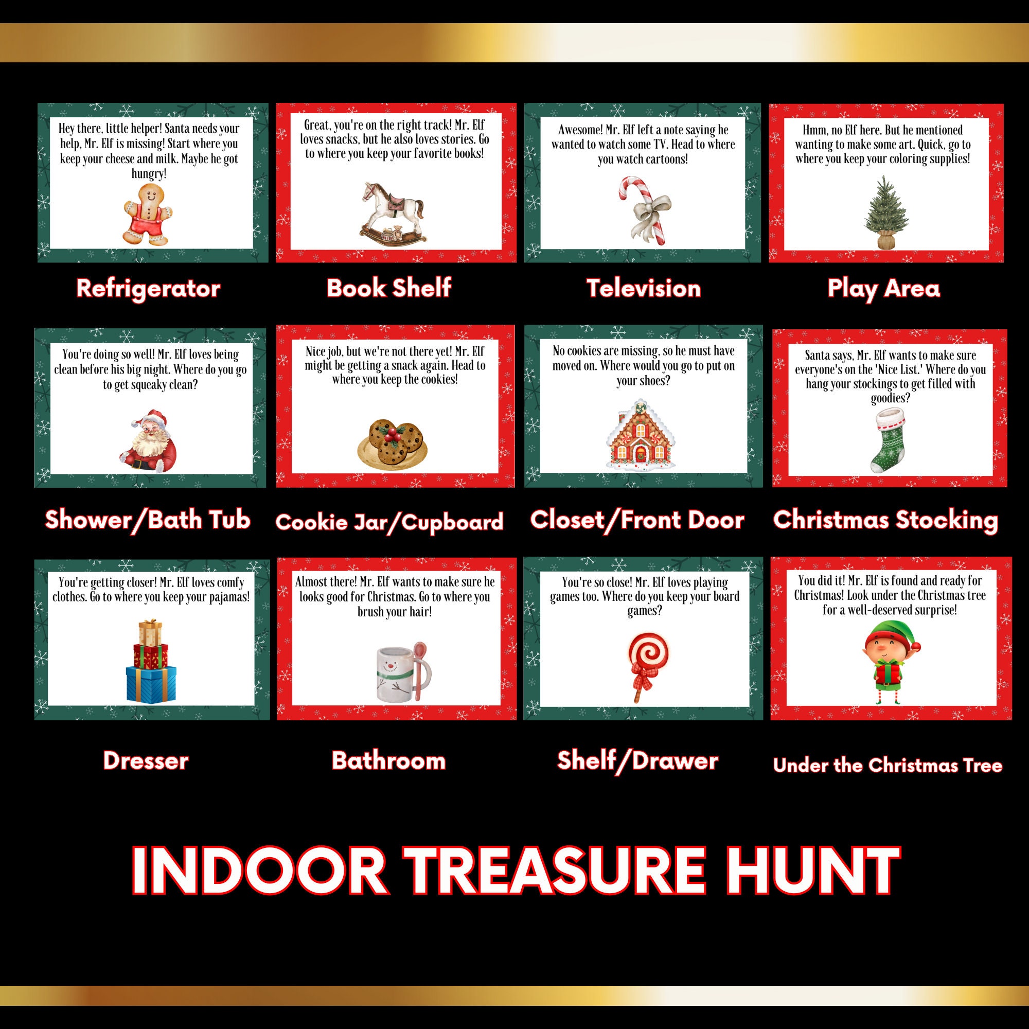 Elf Scavenger Hunt, Christmas Treasure Hunt, Elf Treasure Hunt, Elf ...