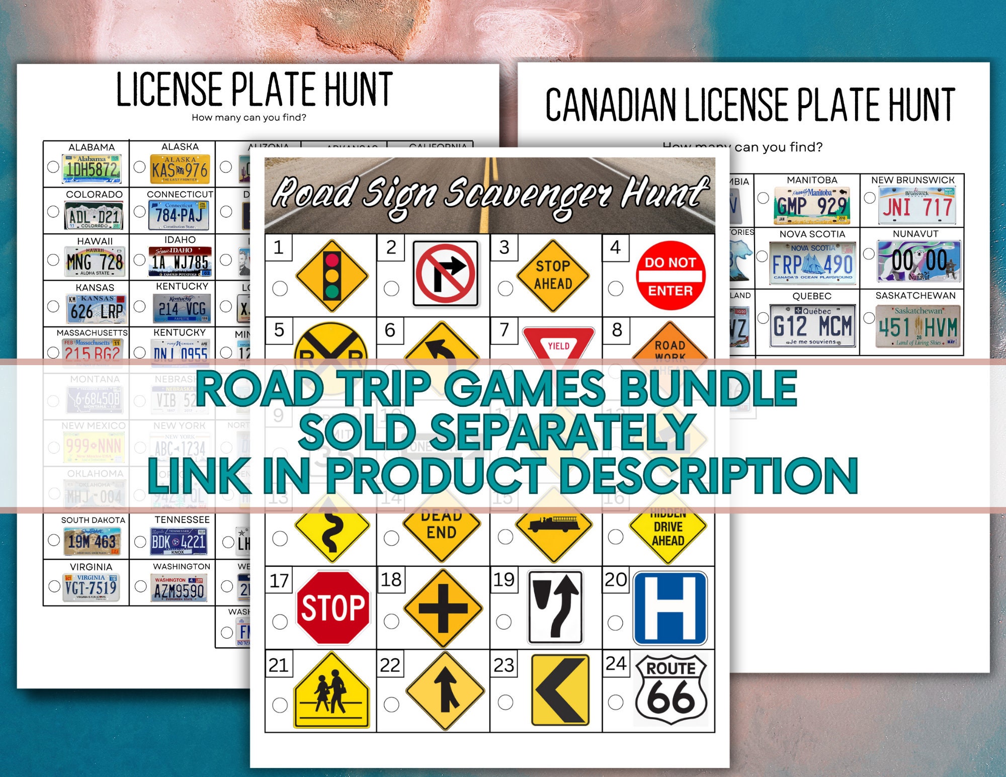 Road Trip Games License Plate Game-make My Drive Fun Kids Road Trip ...