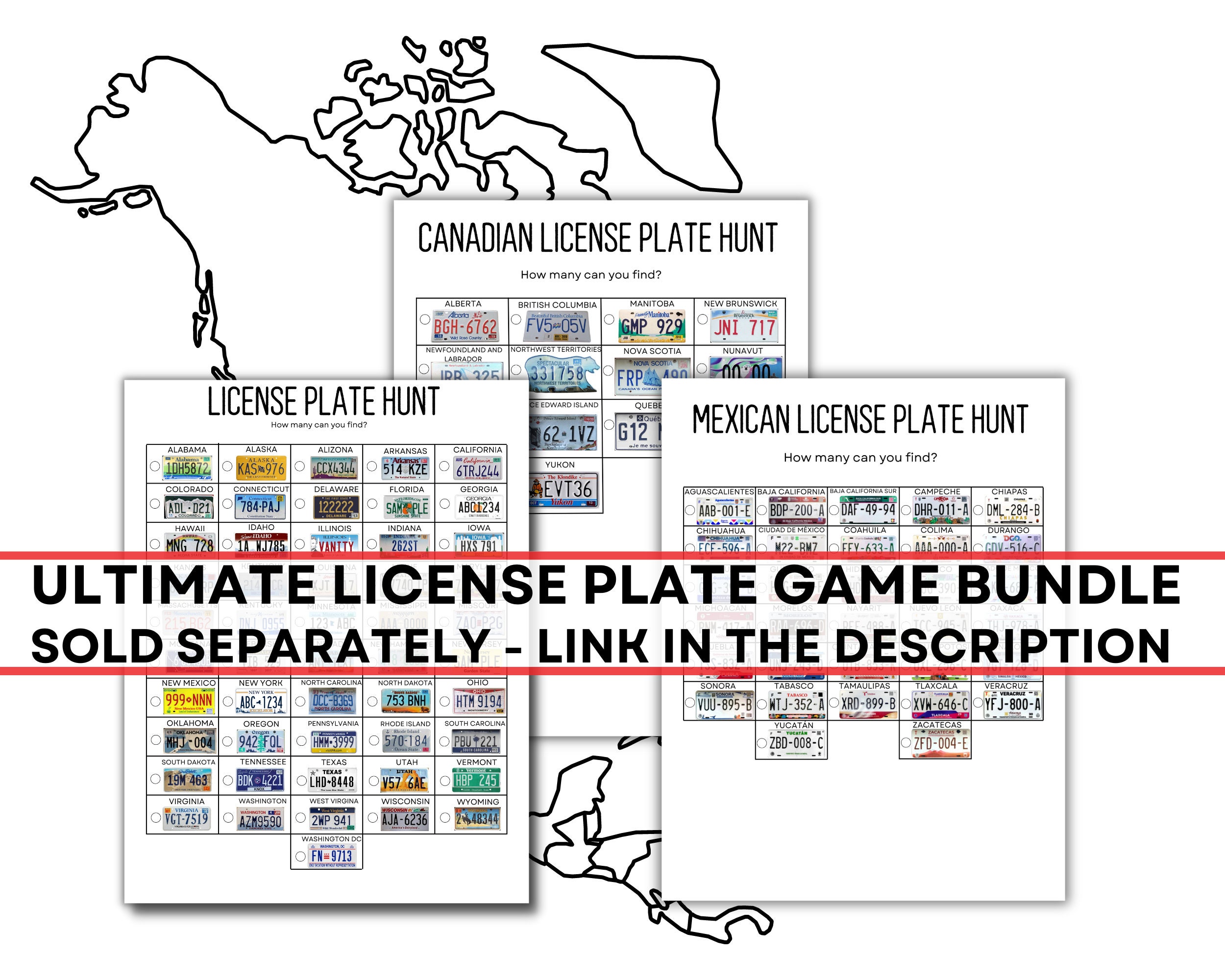 License Plate Game Map Bundle - License Plate Hunt Map Bundle ...