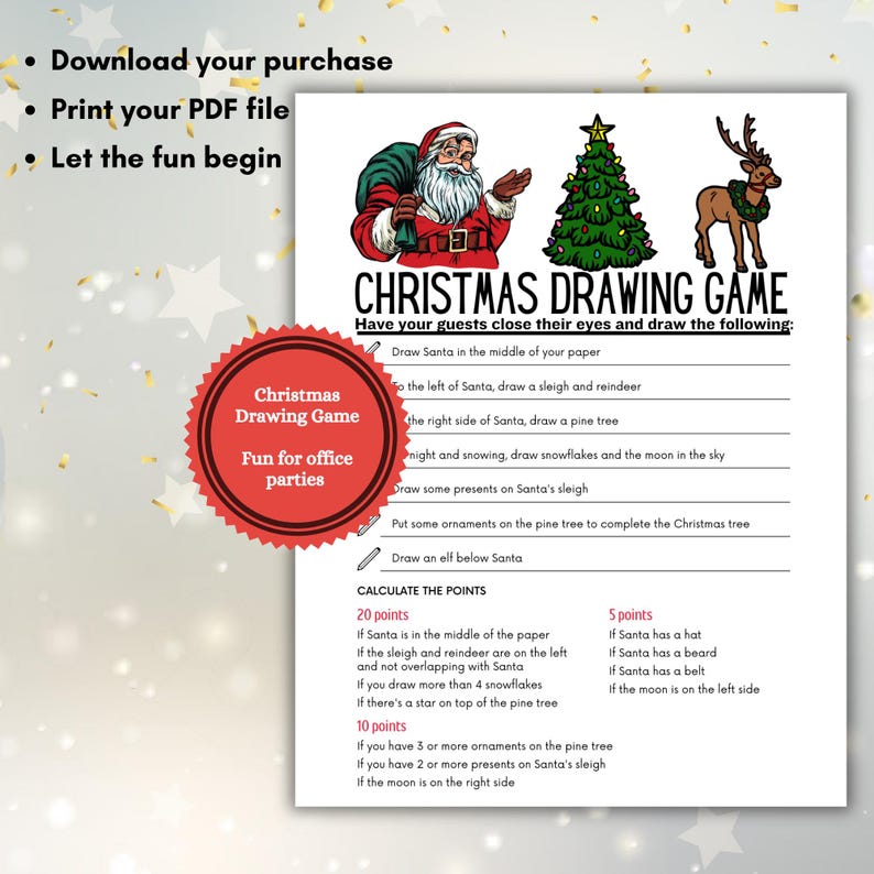 Christmas Drawing Game, Christmas Party Game, Christmas Art Activities ...