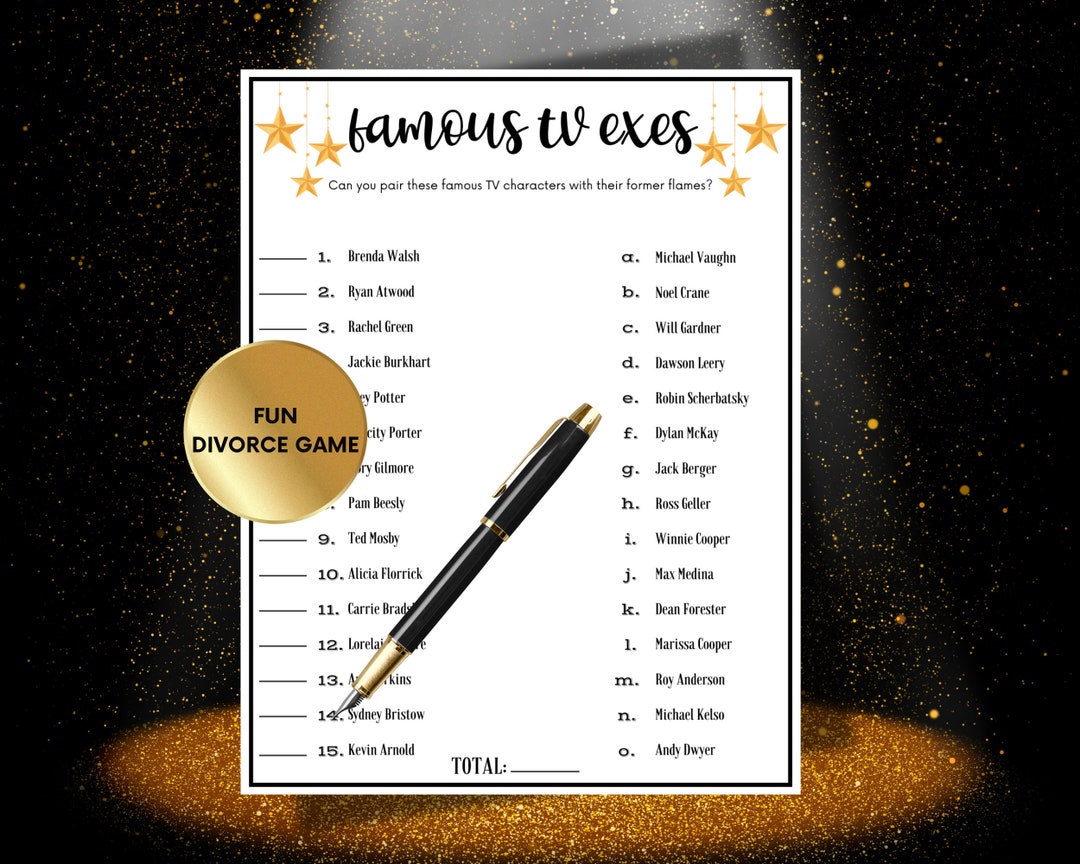 Famous TV Exes, Divorce Party Games, Breakup Party Games, Fun Breakup ...
