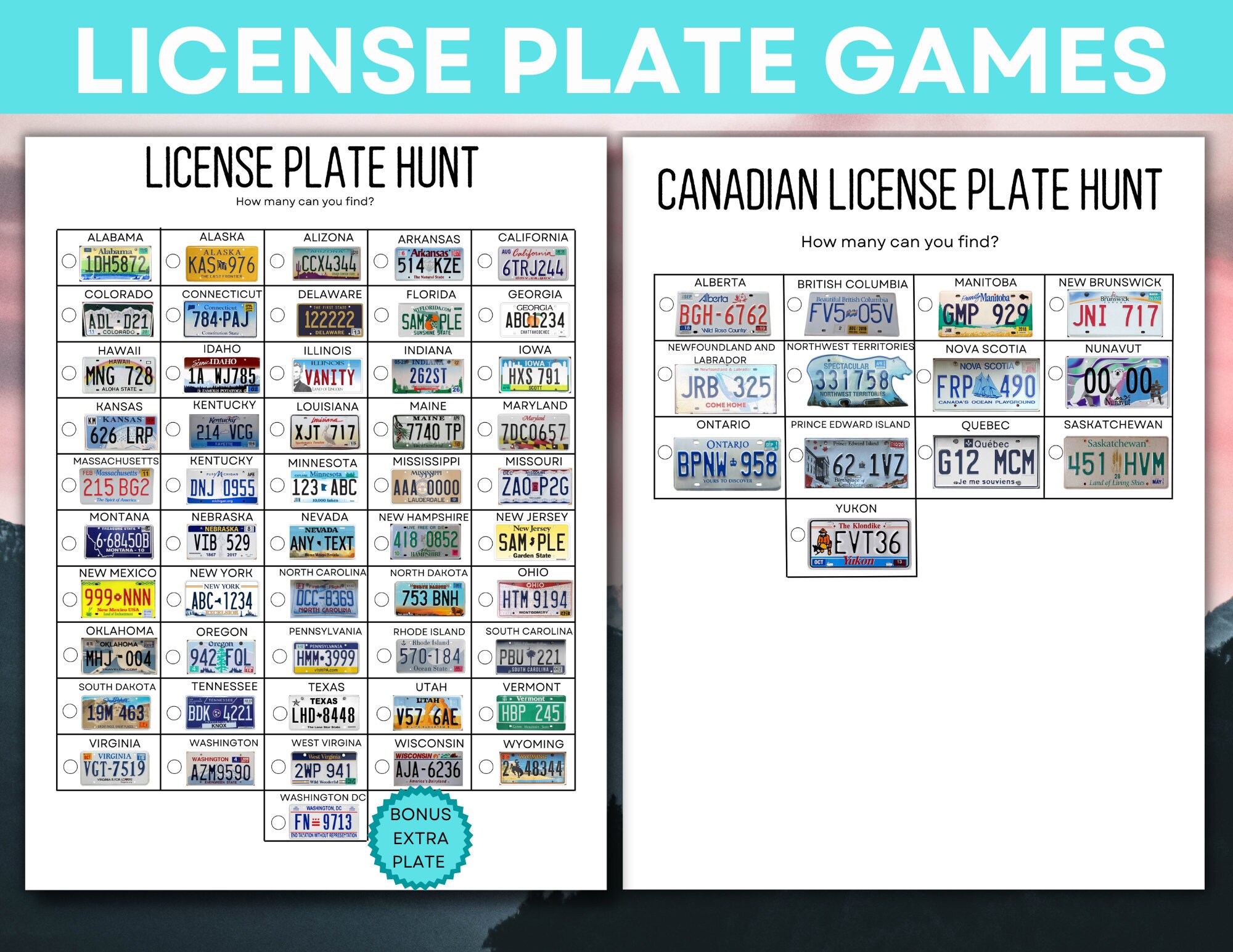 Road Trip Games Bundle - License Plate Games - Road Sign Game - Kids ...