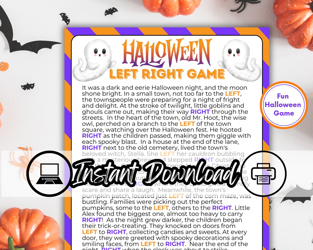 Halloween Left Right Game, Right Left Game Halloween, Halloween Party ...