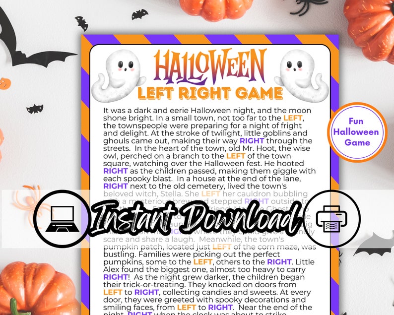 Halloween Left Right Game, Right Left Game Halloween, Halloween Party ...