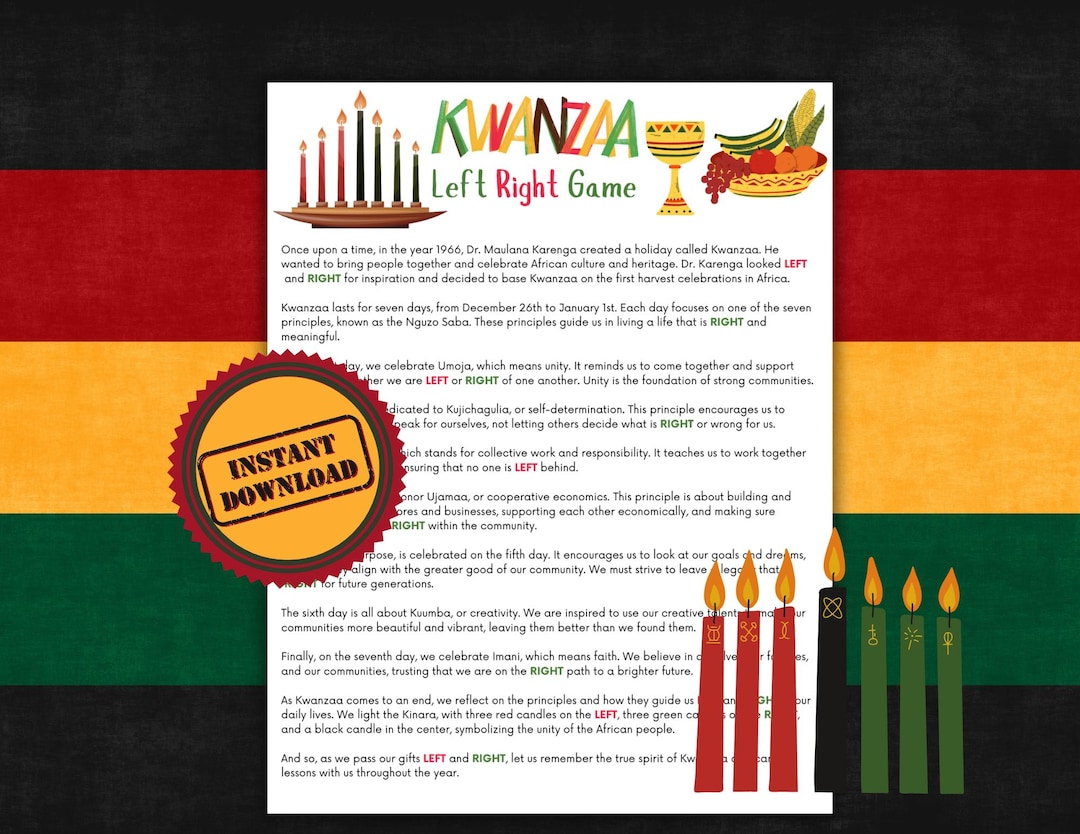 Kwanzaa Left Right Game, Kwanzaa Pass the Gift Game, Kwanzaa Left Right ...