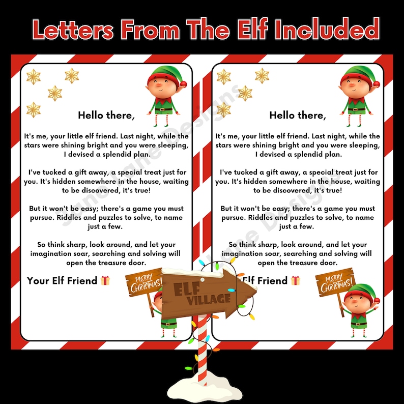 Elf Scavenger Hunt, Christmas Scavenger Hunt, Letter From Elf, Elf Game ...