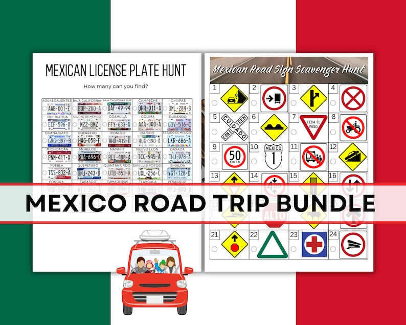 Mexico Road Trip Games Bundle Mexico License Plate Game Kids Games Road ...