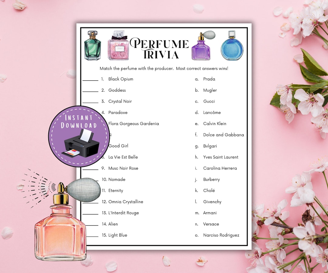 Perfume Trivia Game Printable, Perfume Party Games Adult, Perfume Game ...