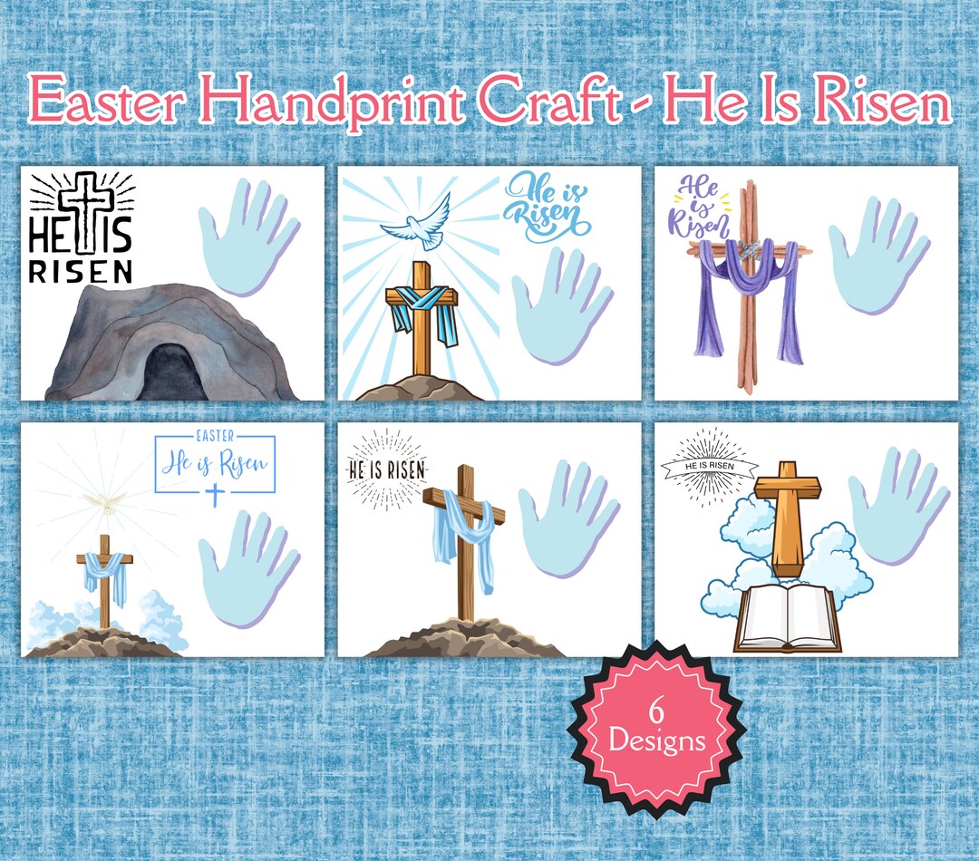 Christian Easter Handprint Crafts, He is Risen Craft Printable, Bible ...