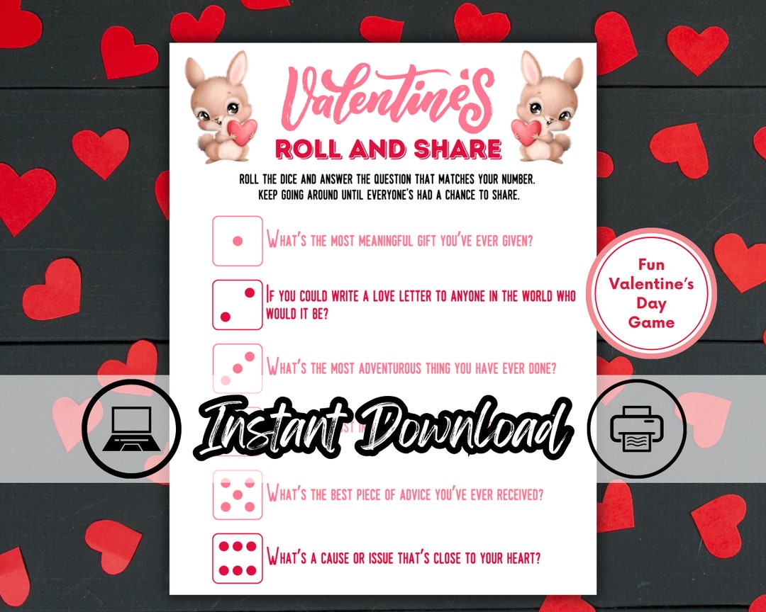 Valentine Roll and Share Table Game, Valentine's Games, Valentines Day ...