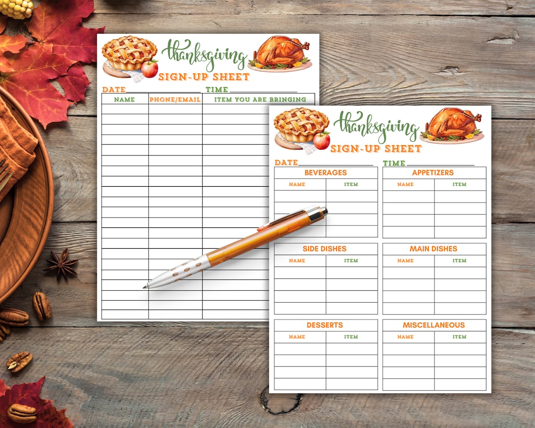 Thanksgiving Potluck Sign up Sheet, Thanksgiving Potluck, Potluck Sign ...