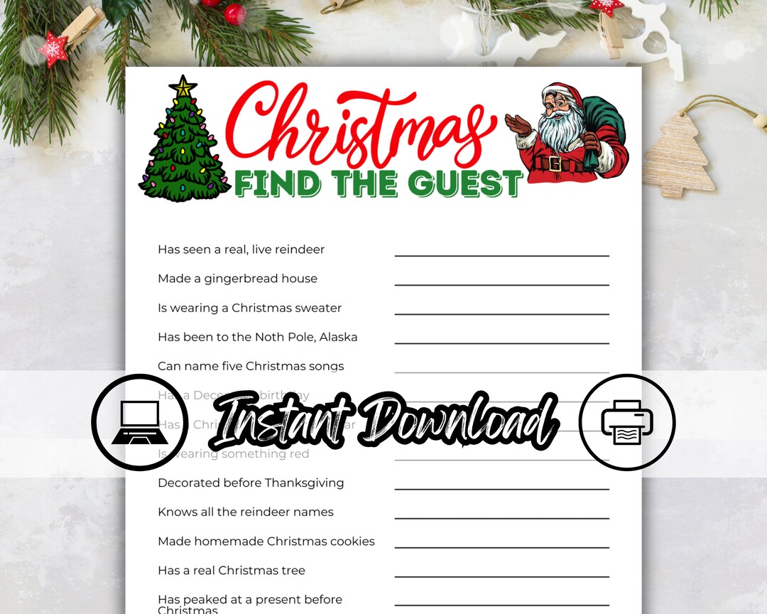 Christmas Find the Guest, Holiday Icebreaker Activity, Christmas ...