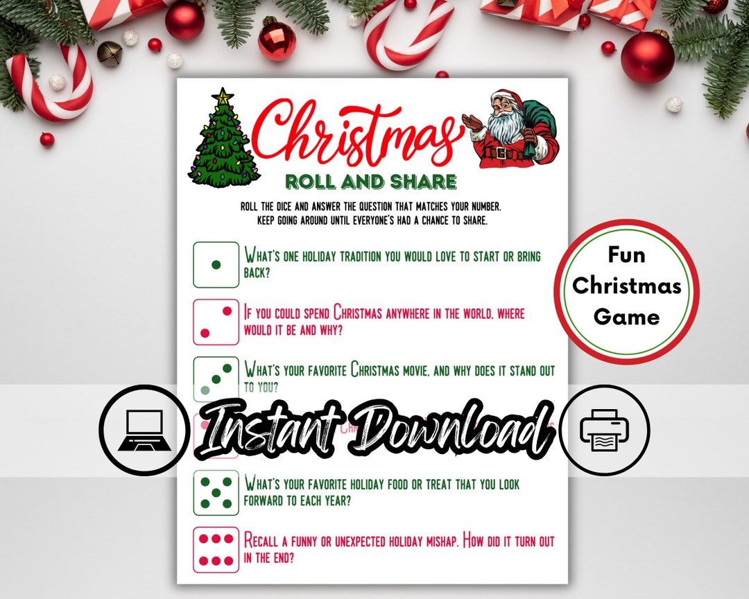 Juego de dados navideño, juego de Navidad, juego imprimible de Navidad ...